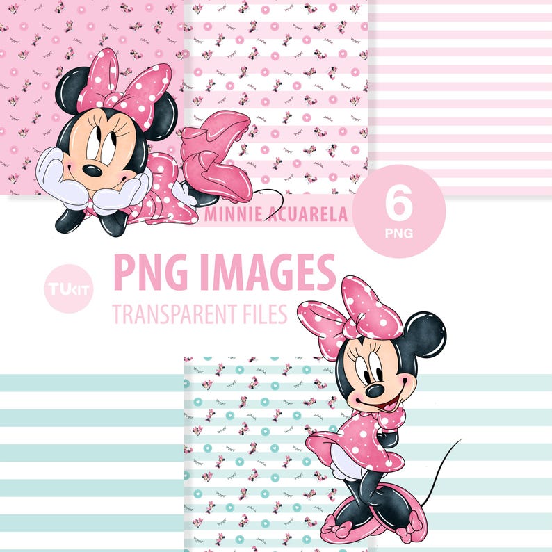 Minnie Digital Papers, Minnie Printable Papers, Png Files, Digital ...