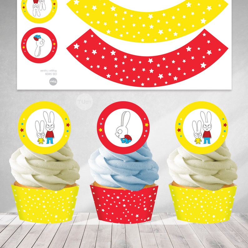 Wrapper Topper Cupcake Printable Simon the Rabbit Tukit - Etsy