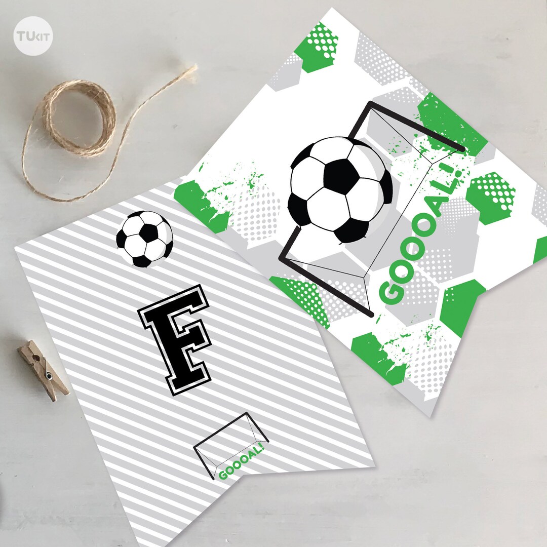 Pennant Pennant Printable Birthday Futbol Soccer Football Green Tukit ...