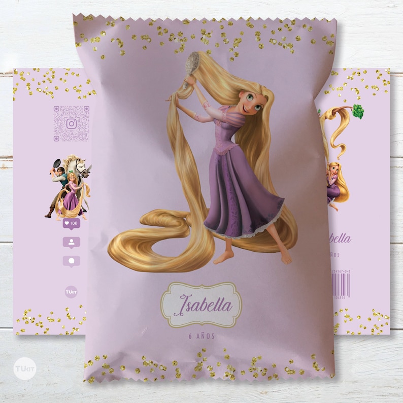 Chip Bag Label Printable Bag Princess Rapunzel Tukit - Etsy
