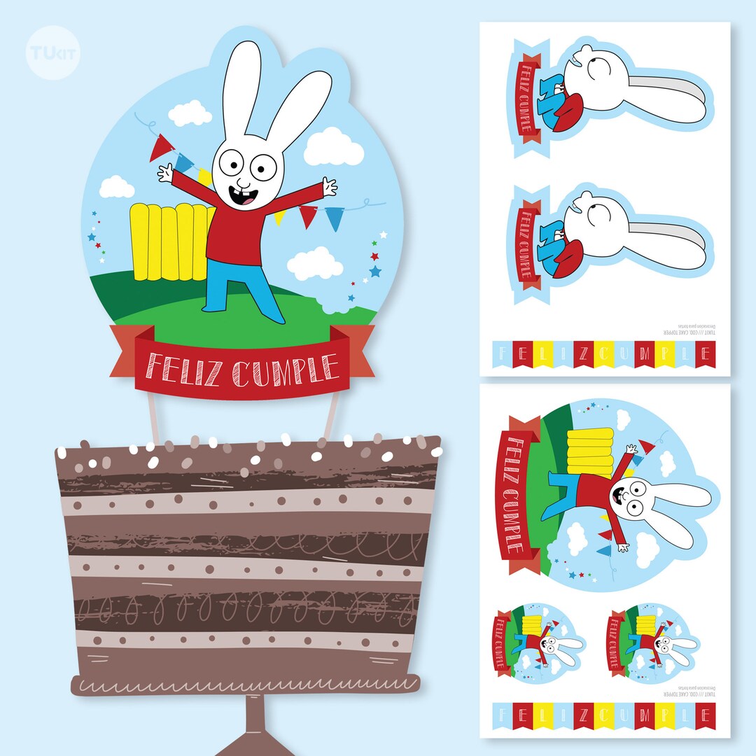 Cake Topper Printable Cake Decoration Rabbit Simon Tukit - Etsy