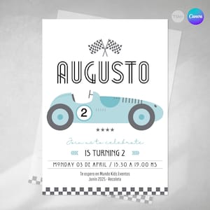 Editable Car Invitation, Retro Car Invitation, Editable Canva ...