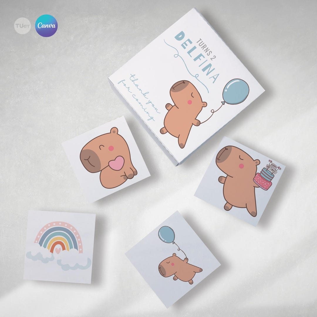 Printable Capybara Game, Capybara Figures, Capi Party Bundle, Box of ...