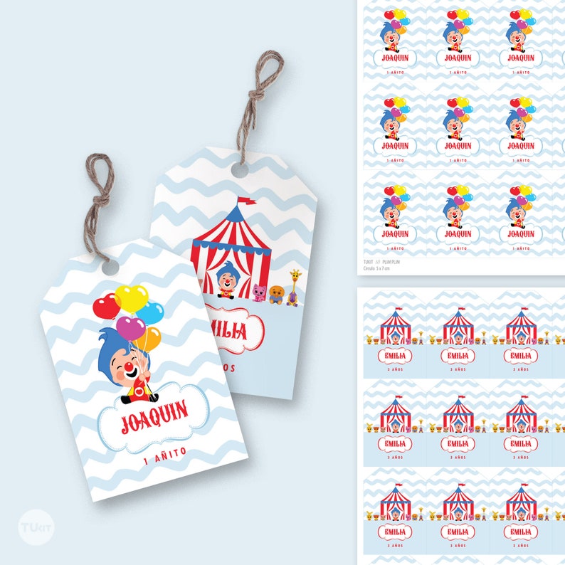 Tag Card Printable Clown Plim Plim Tukit - Etsy UK