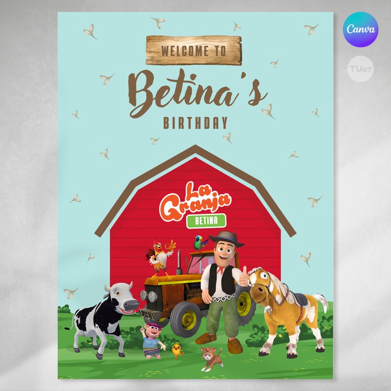 Printable Birthday Poster, Zenon Farm Poster 18x24 Inches, Farm Animals ...