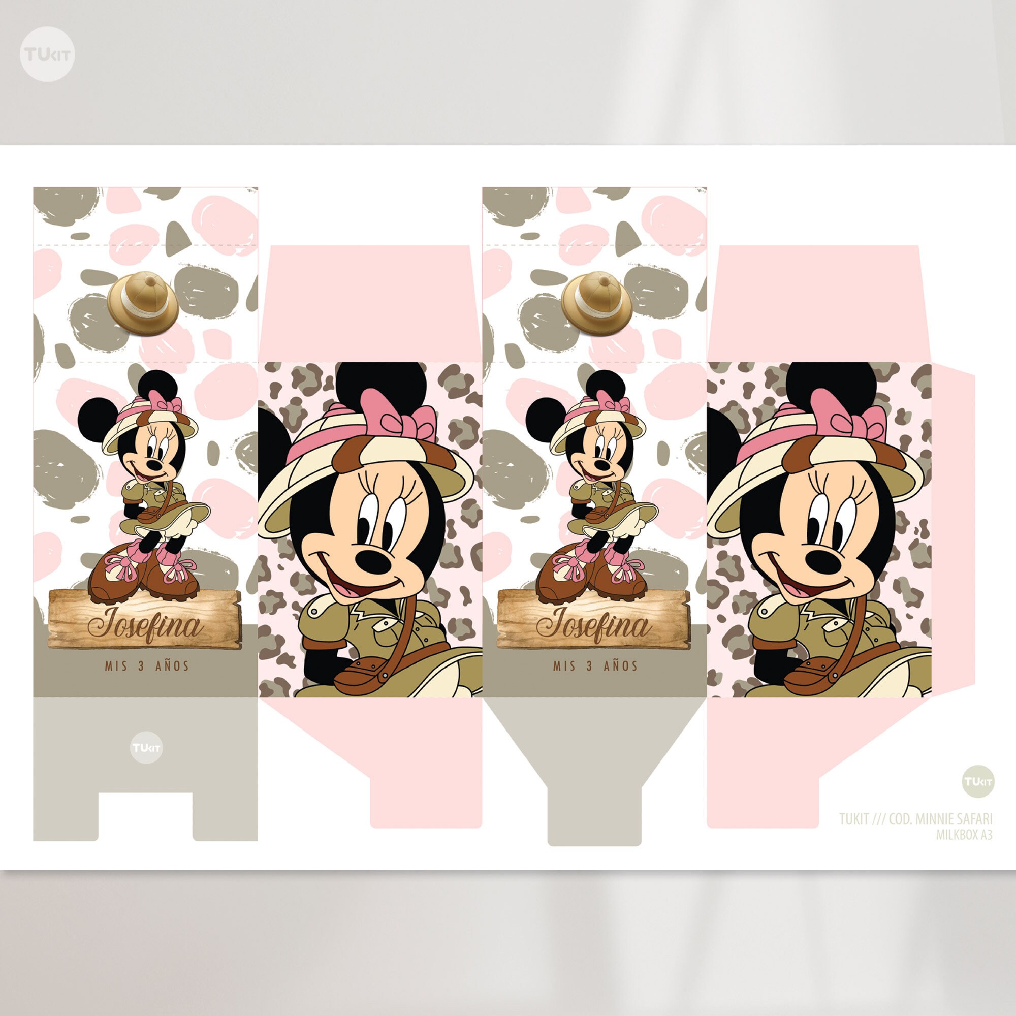 Milk Box Milkbox Printable Minnie Safari Tukit - Etsy