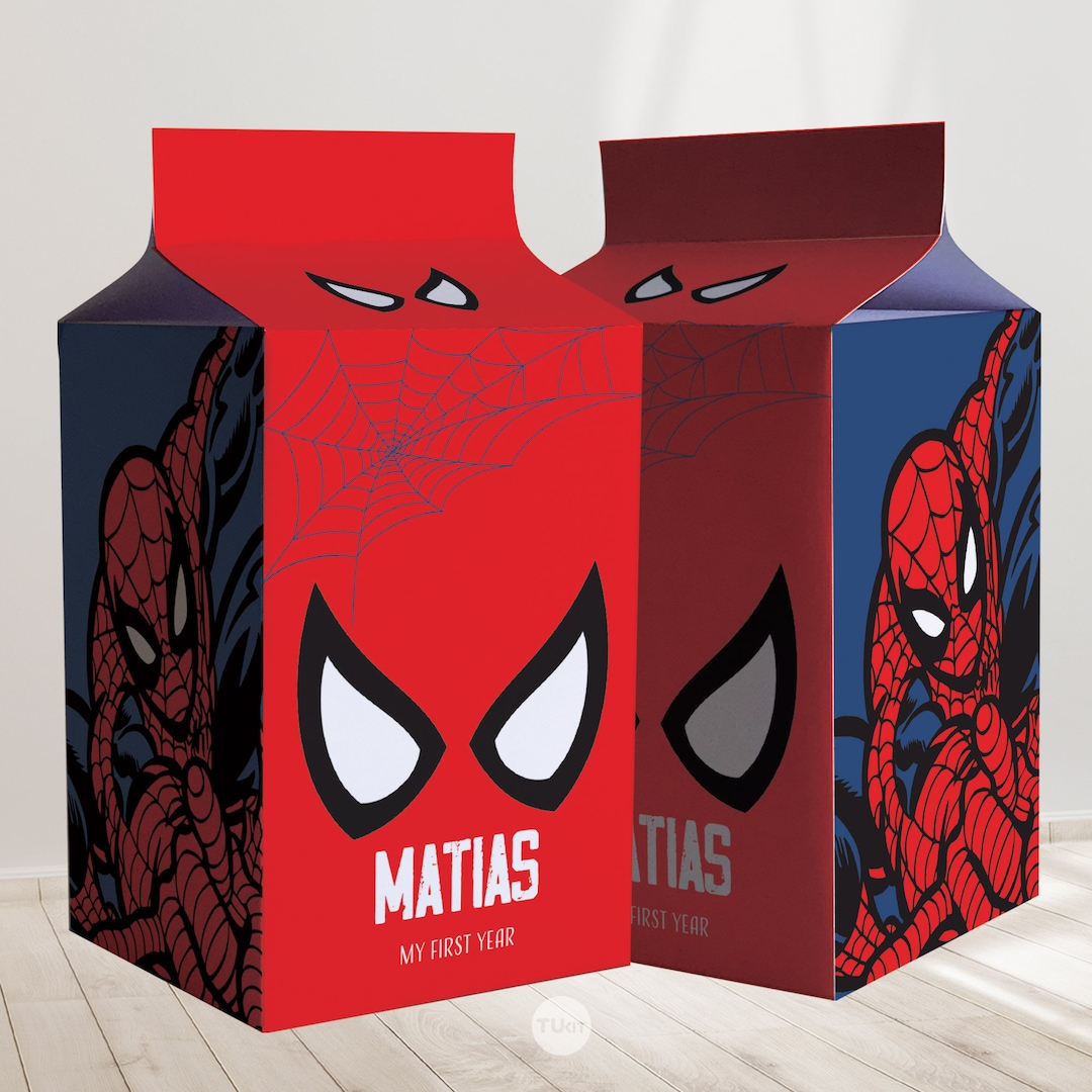 Milk Box Milkbox Tall Printable Spiderman Spider Man Tukit - Etsy