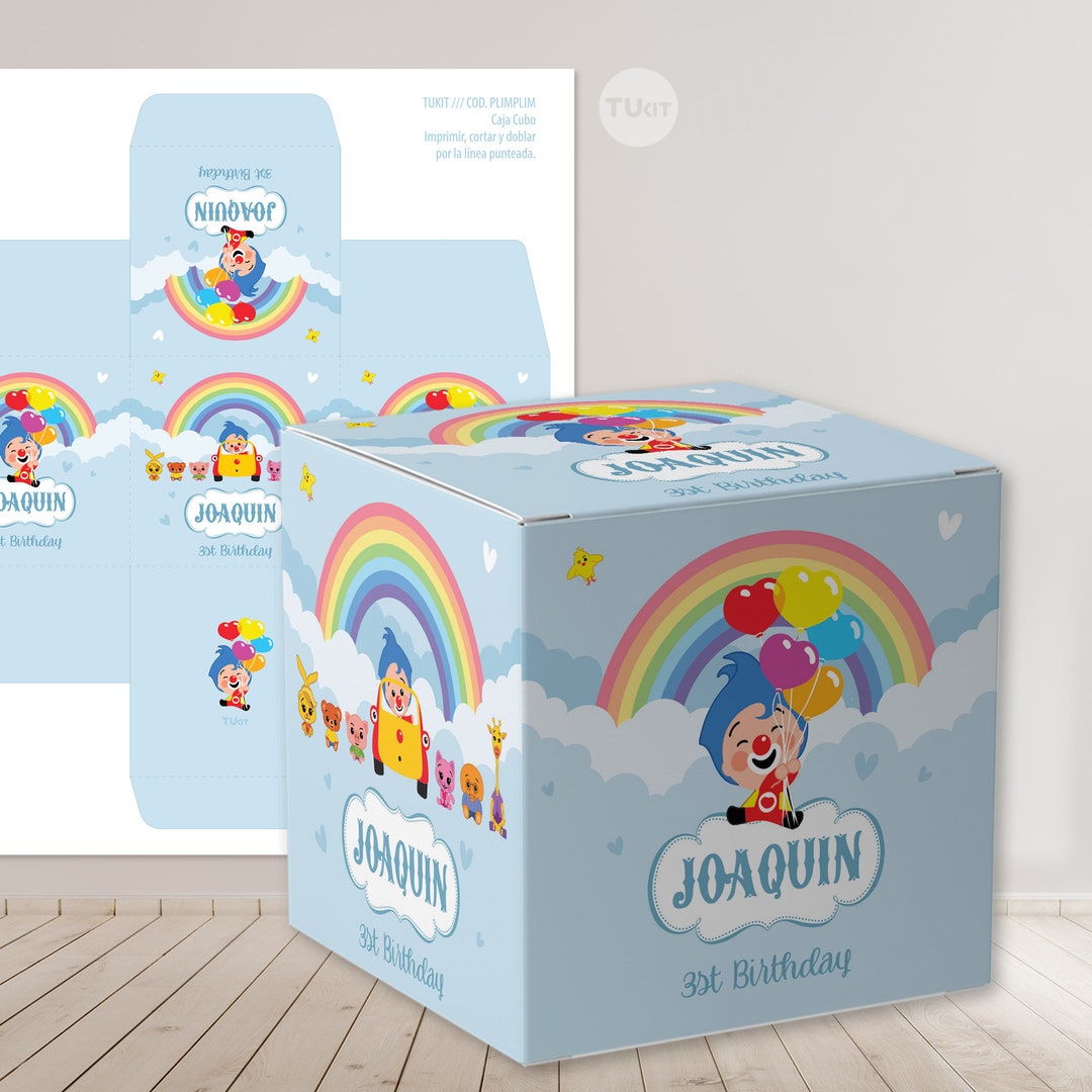 Cube Box Box Printable Birthday Birthday Rainbow Clown Plim Plim Tukit ...