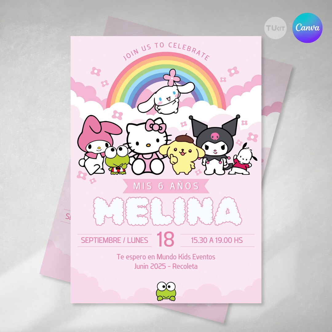 Invitation anniversaire modifiable pour chaton et ses amis, kawaii ...