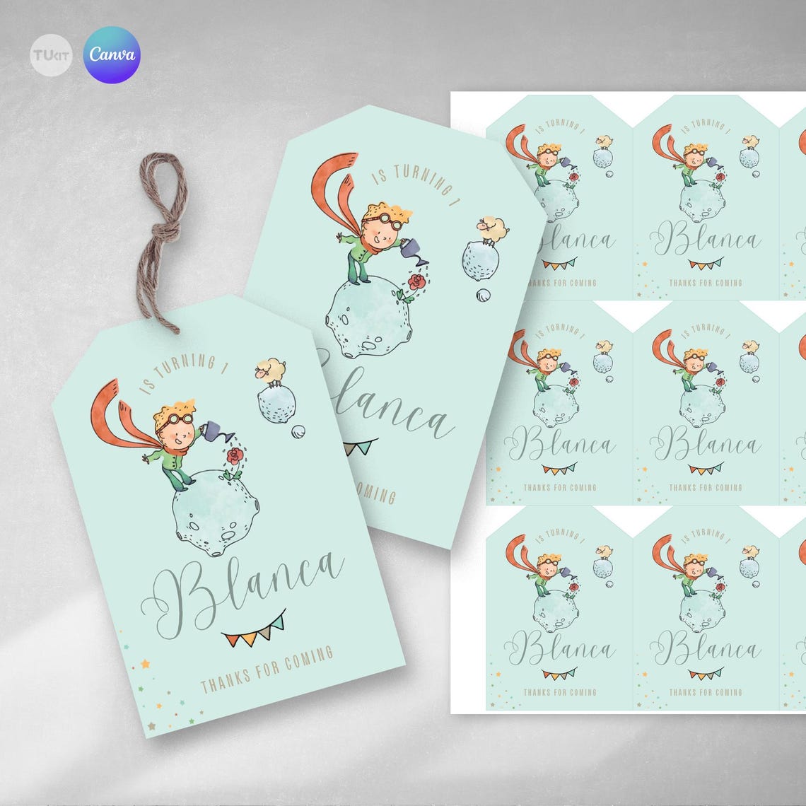 Printable Little Prince Tag, Editable Canva Text, the Little Prince ...