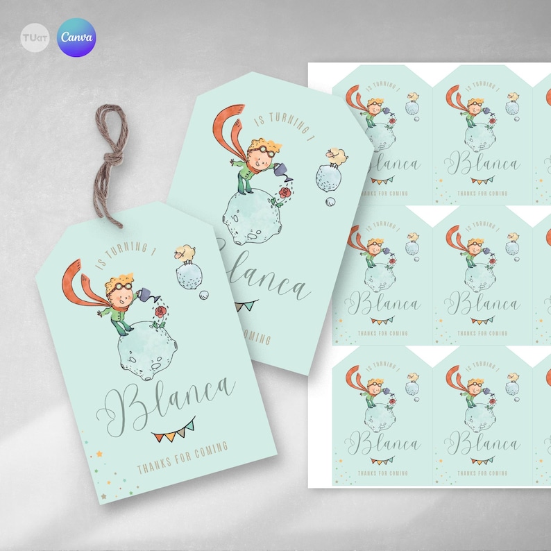 Printable Little Prince Tag, Editable Canva Text, the Little Prince ...
