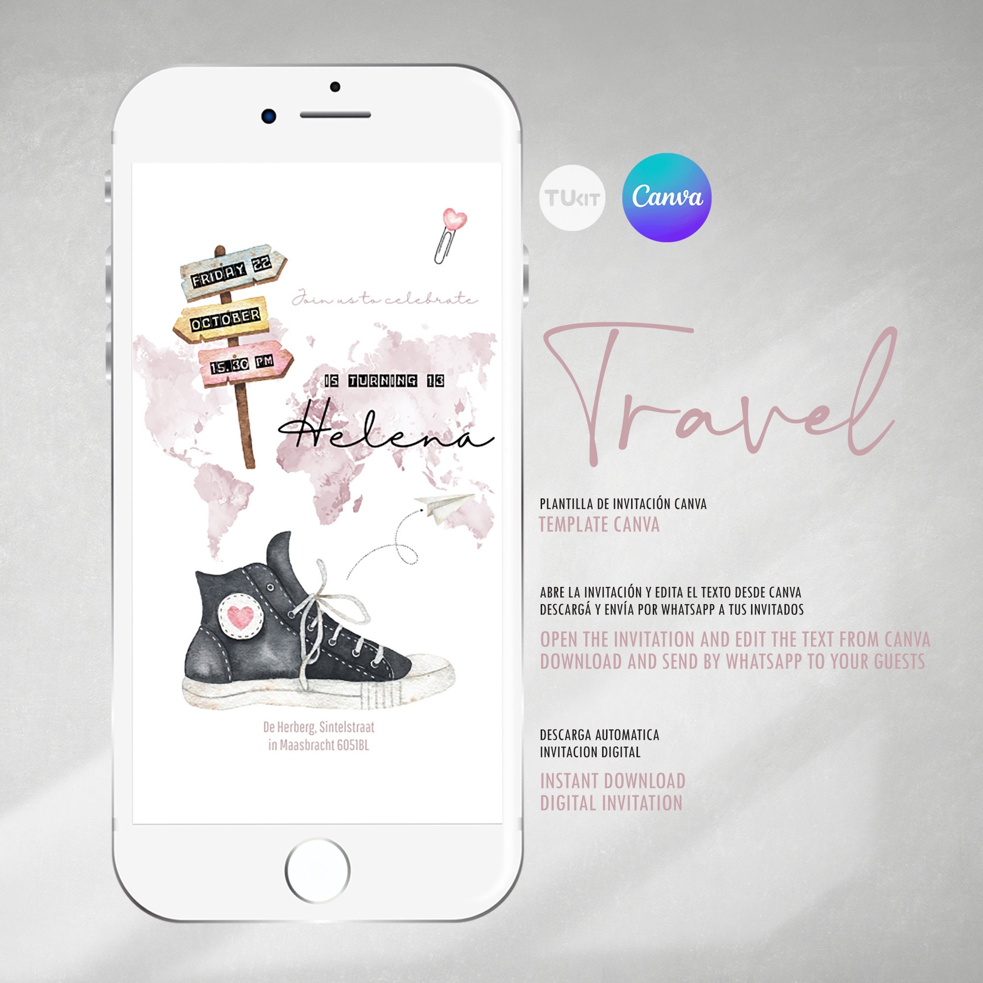 Invitacion editable, invitación viajes, invitaciones cumpleaños viaje ...