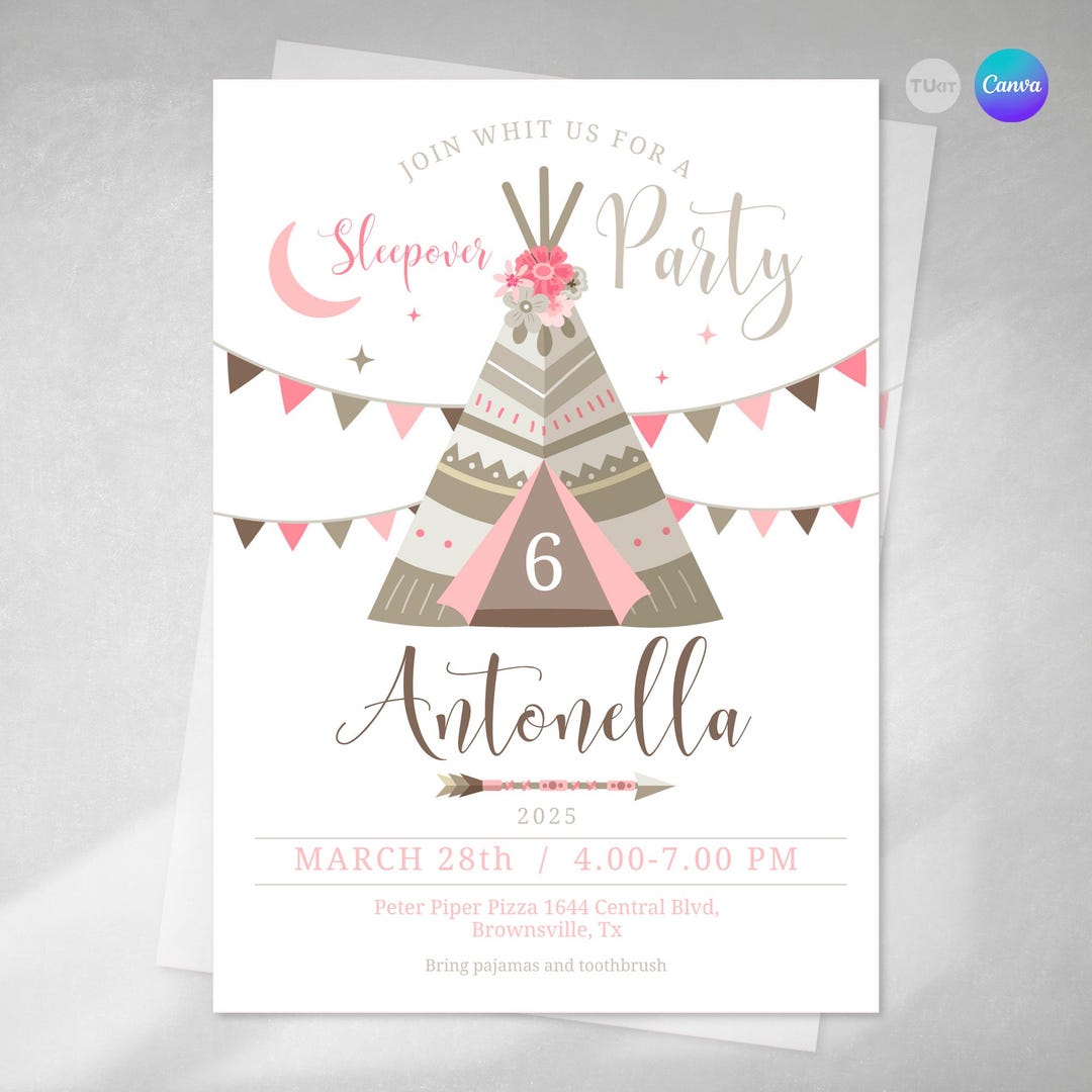 Editable Sleepover Invitation, Sleepover Invitation, Sleepover ...