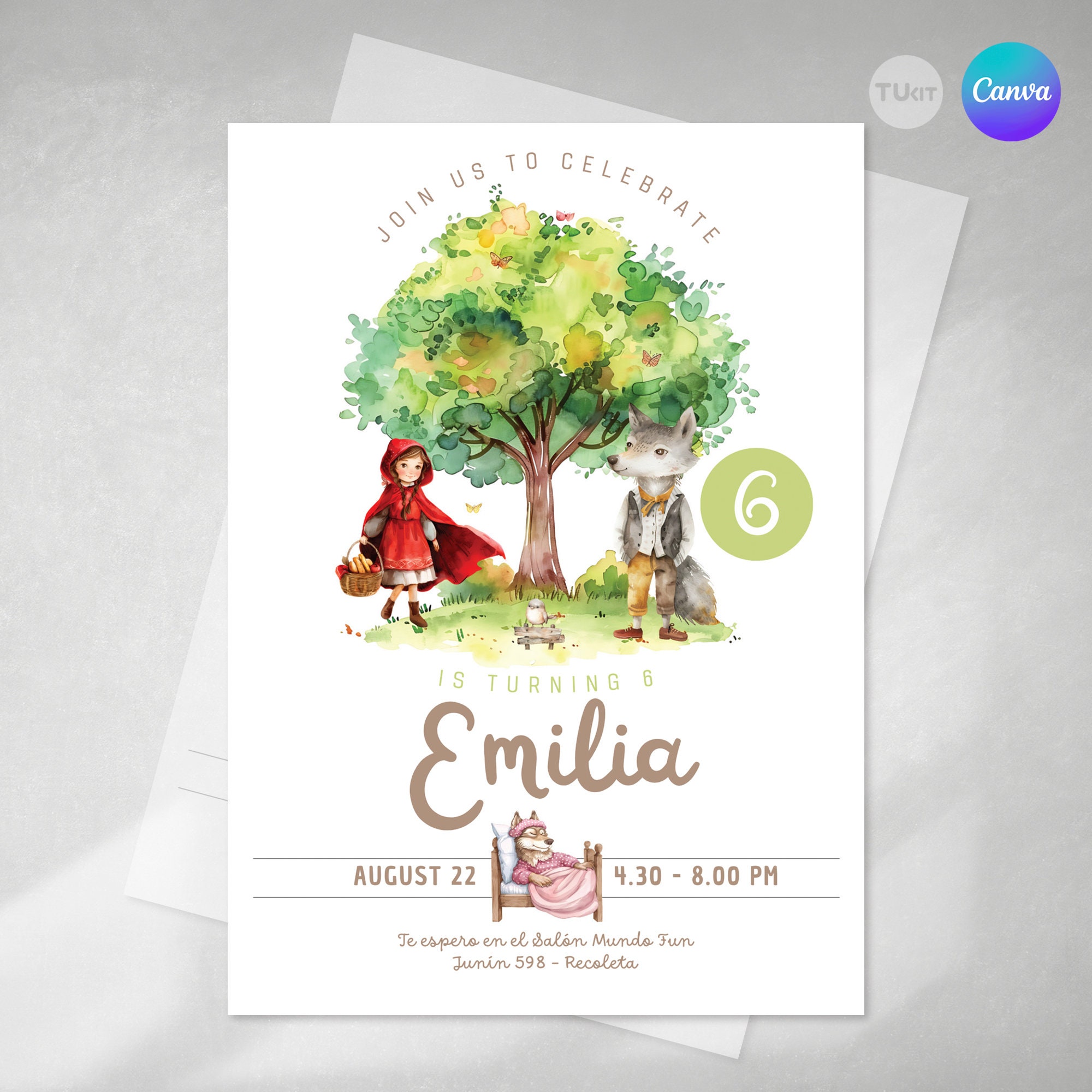 Editable Invitation, Little Red Riding Hood Invitation, Editable Canva ...