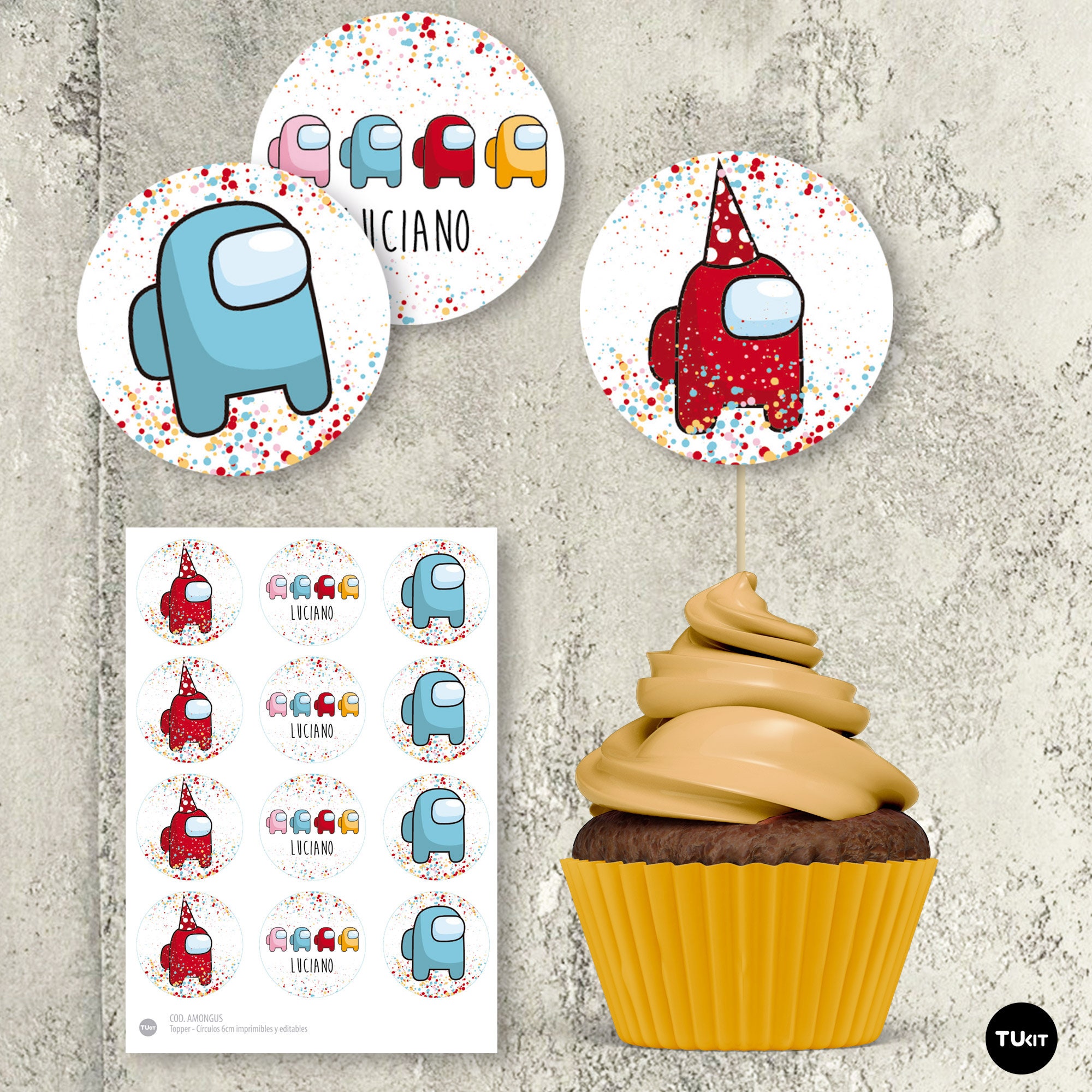 Circulo topper circle imprimible pegatina redonda amongus | Etsy