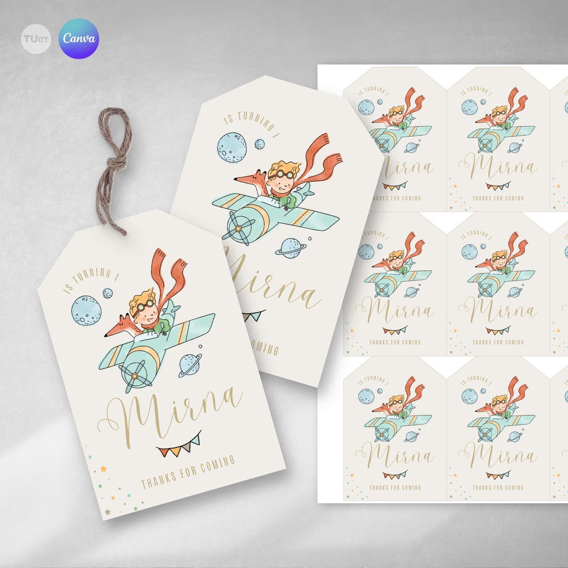 Printable Little Prince Tag, Editable Canva Text, the Little Prince ...