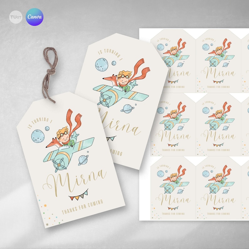 Printable Little Prince Tag, Editable Canva Text, the Little Prince ...