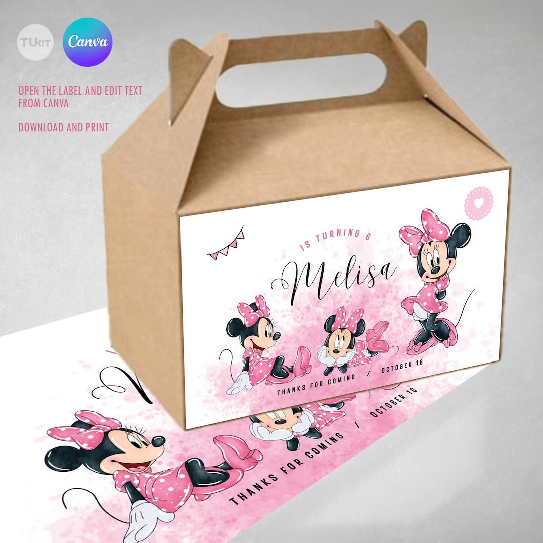 Printable Minnie Label, Watercolor Minnie Label, Printable Pink Label ...