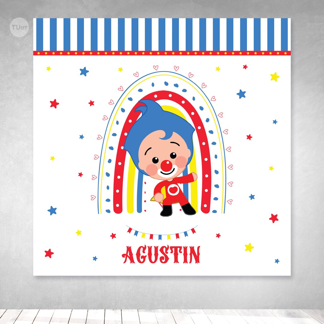 Printable Square Banner Backdrop Plim Plim Rainbow Balloons Tukit - Etsy