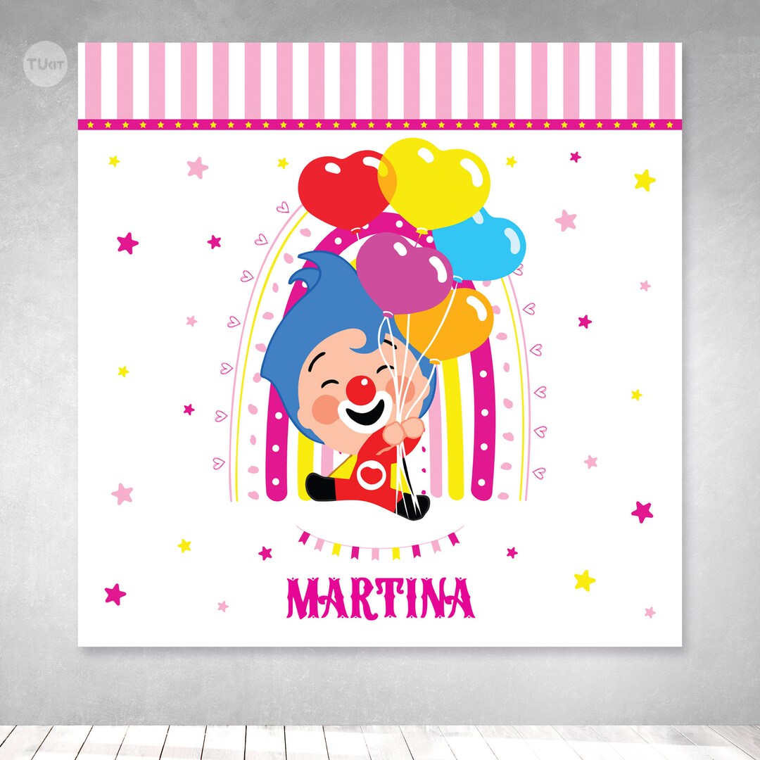 Printable Square Banner Backdrop Plim Plim Pink Rainbow - Etsy