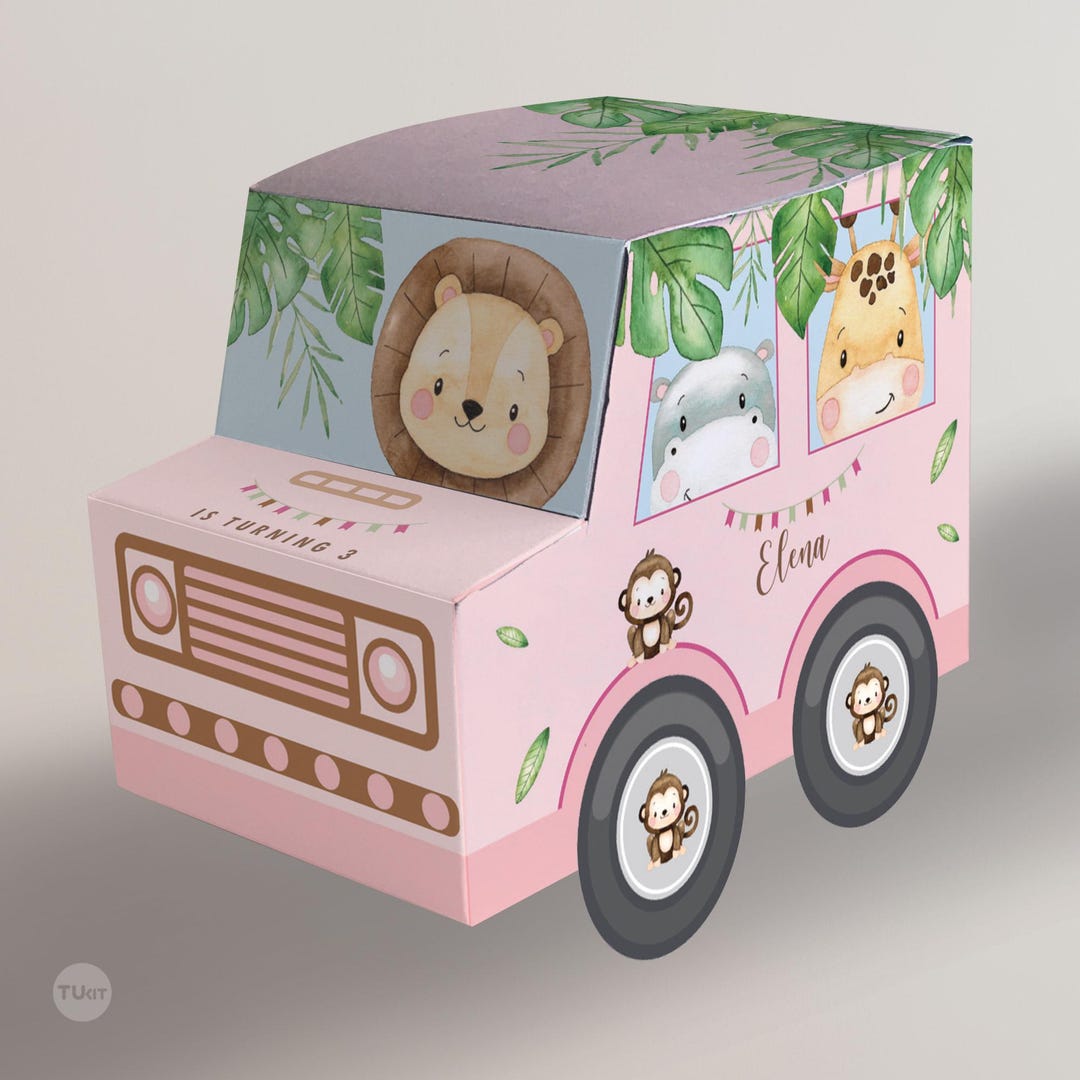 Printable Jungle Truck, Watercolor Jungle Animals, Little Animals in ...