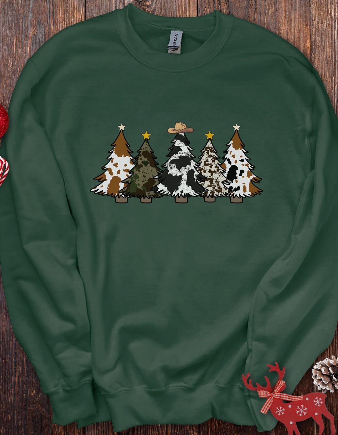 Western Christmas Tree Sweater, Cowboy Christmas Sweater, Cowprint ...