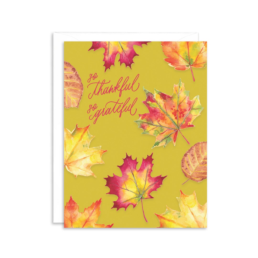 So Thankful so Grateful Fall Leaves Seasonal Greeting Card | Colorful ...