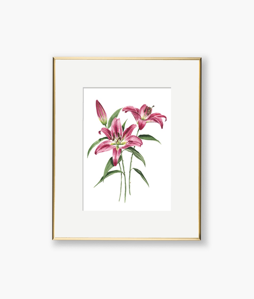 Watercolor Pink Lilies Print | Lily Art Print | Watercolor Floral ...