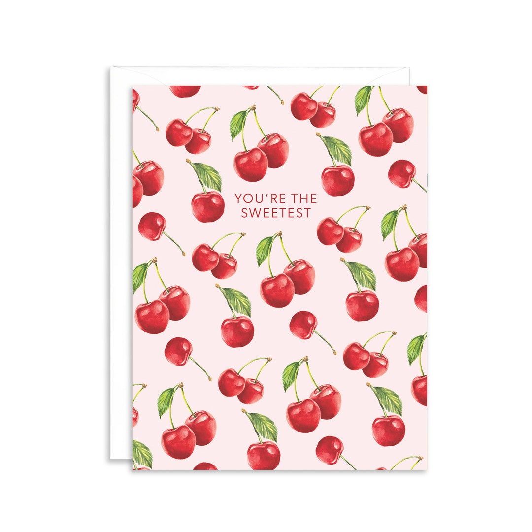 You're the Sweetest Cherry Greeting Card | Friendship Card | Watercolor ...