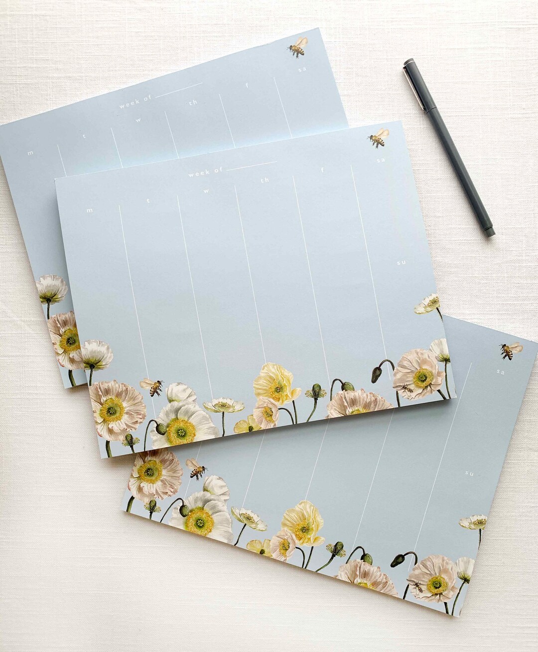 Poppy Calendar Notepad | Floral Notepad | Desktop Accessories | To-do ...