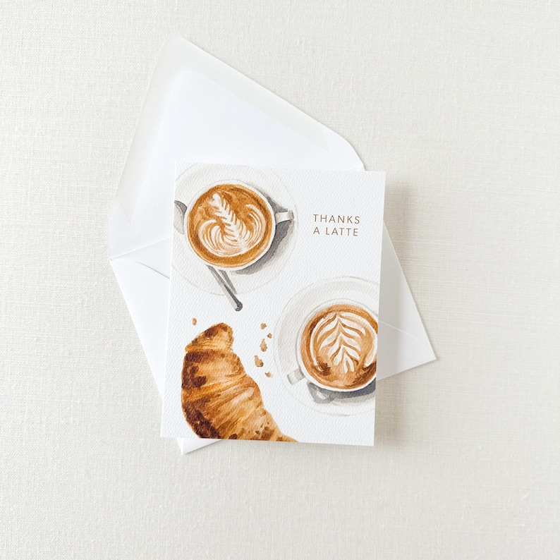 Thanks A Latte Coffee Greeting Card | Coffee Gratitude Card | Coffee ...