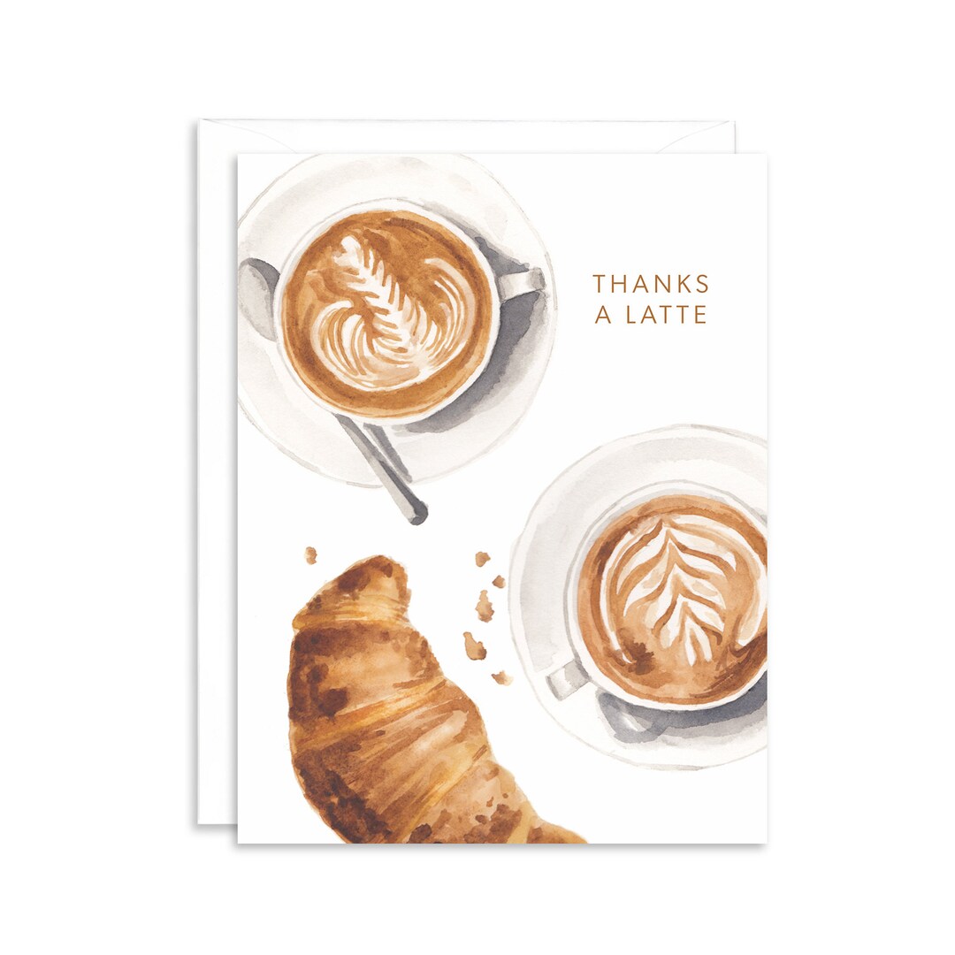 Thanks A Latte Coffee Greeting Card | Coffee Gratitude Card | Coffee ...