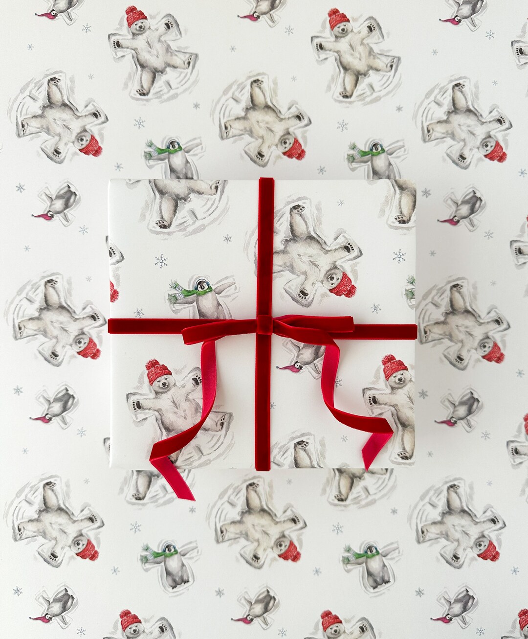 Snow Angels Wrapping Paper Sheets | Holiday Gift Wrap | Festive White ...