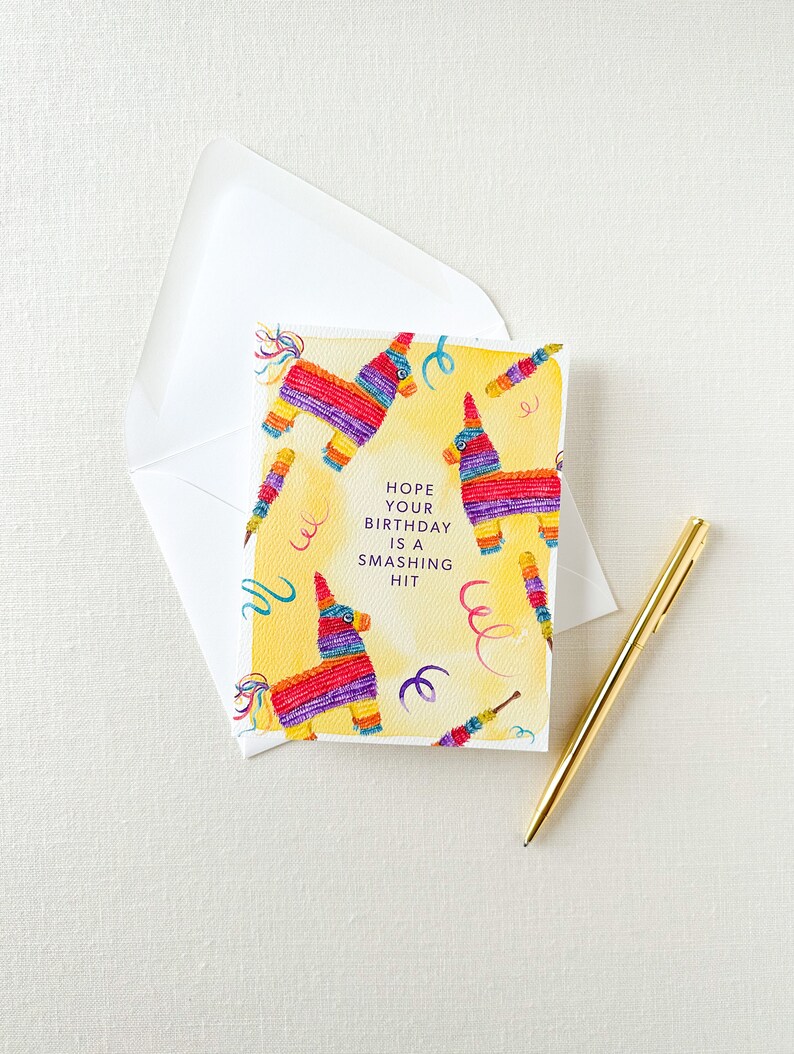 Pinata Smashing Hit Birthday Greeting Card | Festive Birthday Card ...