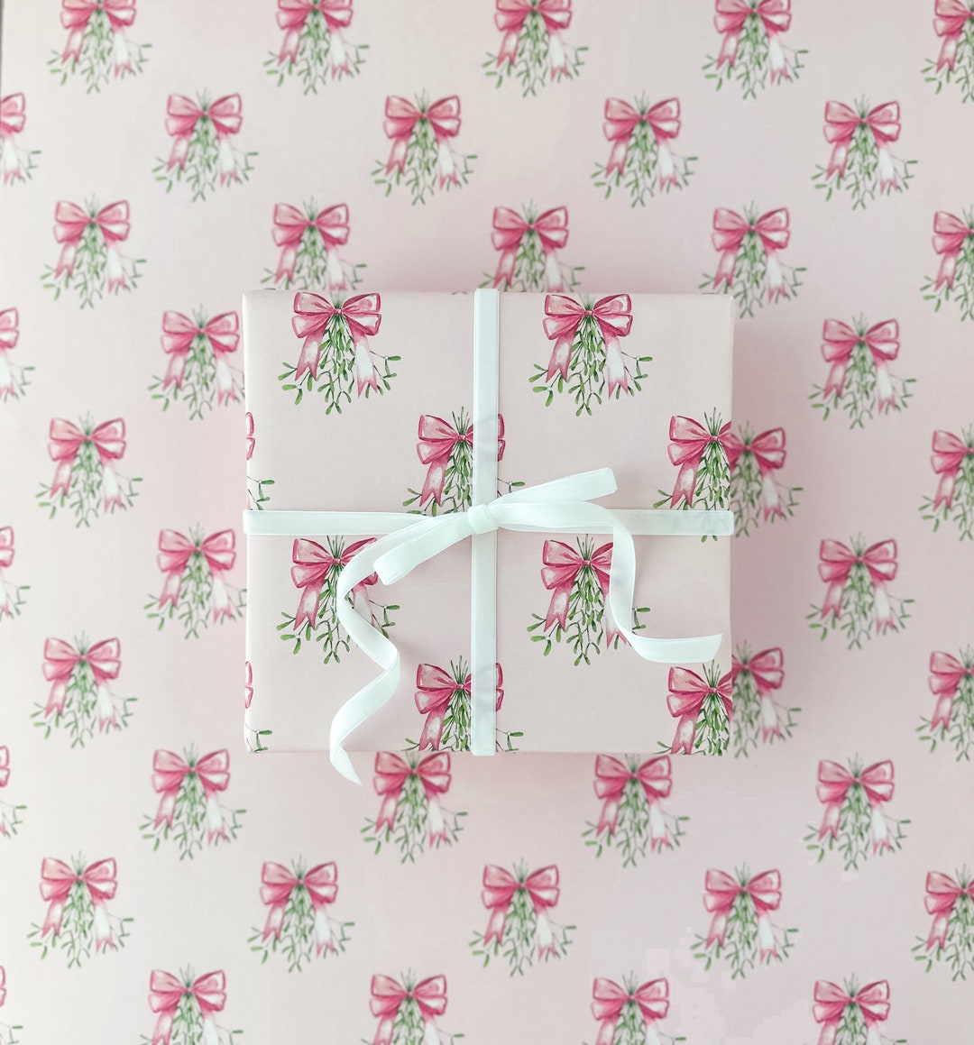 Pink Mistletoe Wrapping Paper Sheets | Pinkmas Christmas Theme Paper ...