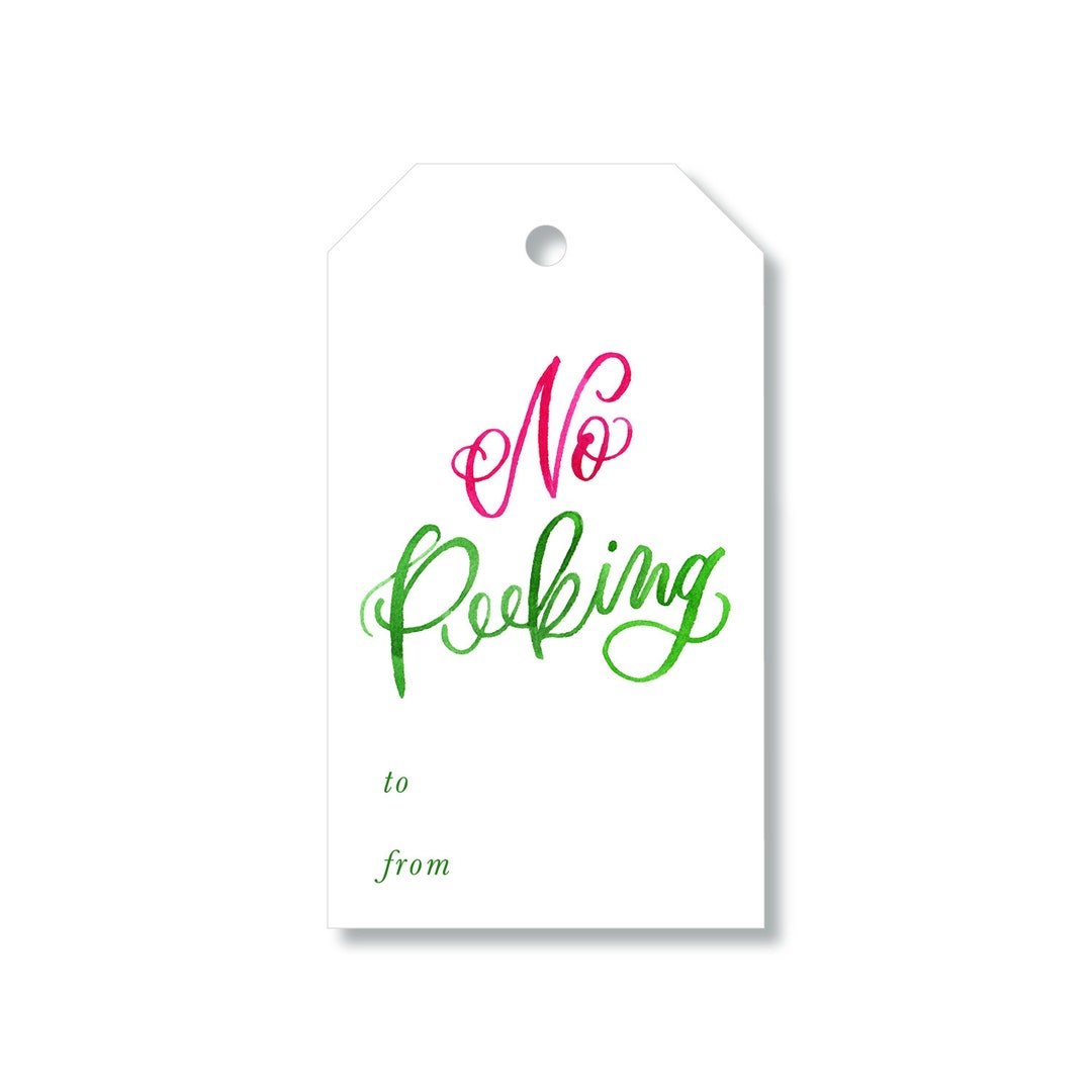 No Peeking Watercolor Script Lettering Christmas Gift Tag Set - Etsy