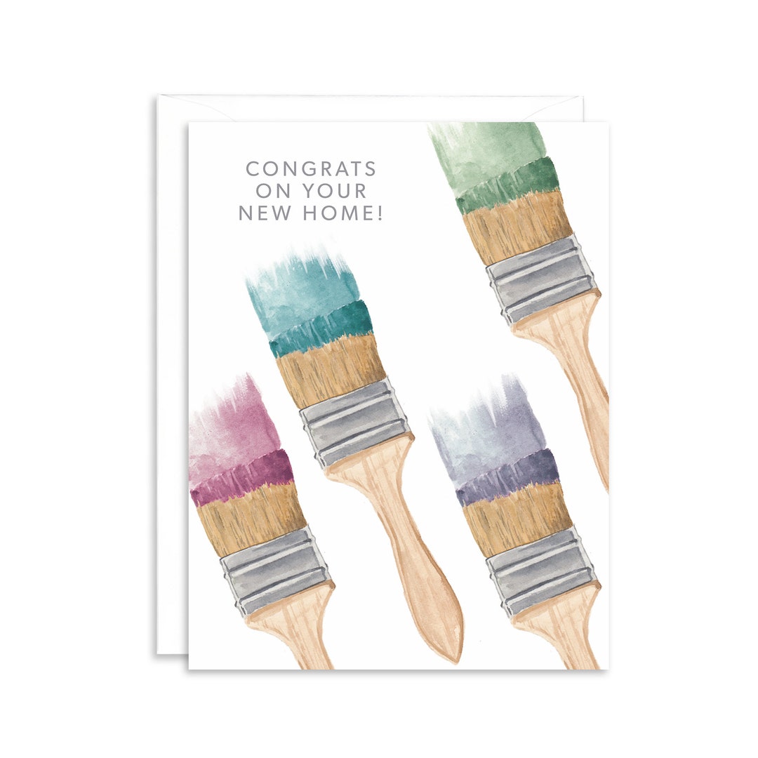 New Home Paint Brush Card | Housewarming Card for Friends ...