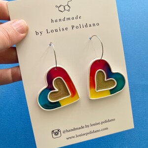 Stained Glass : Polymer Clay Earrings, Resin Coated, Glitter, Handmade ...