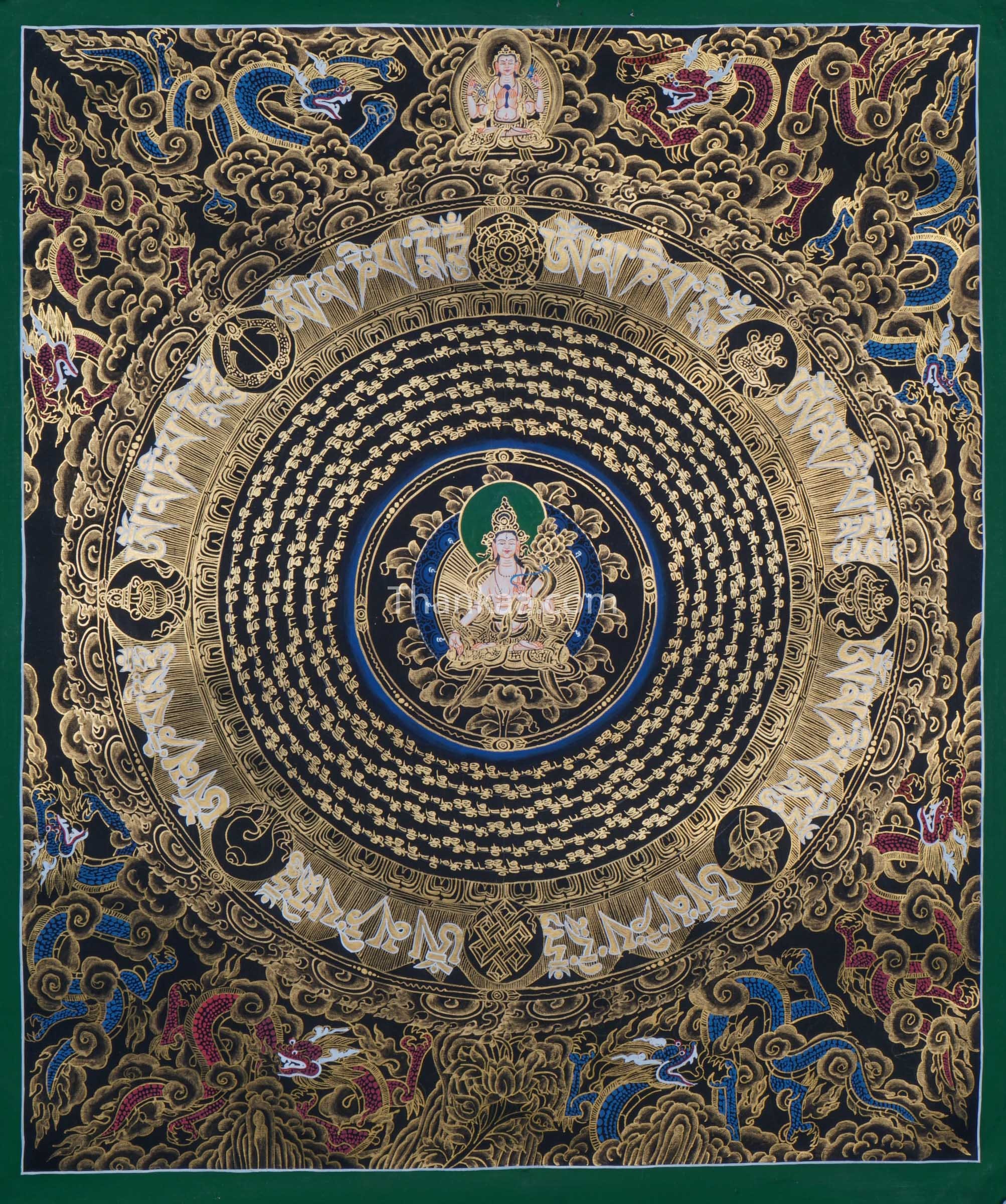 White Tara Mandala Thangka Purity Embodied Tibetan Handmade Artwork Spiritual and Meditational ...