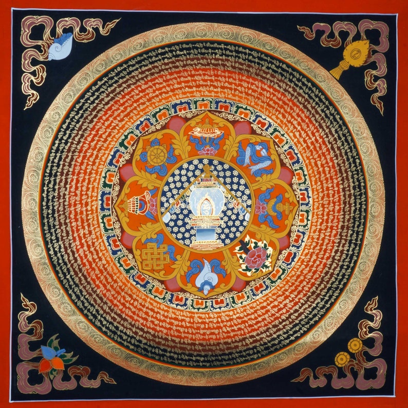 OM Mantra Art Mantra Mandala Thangka handmade Thangka Painting Perfect ...