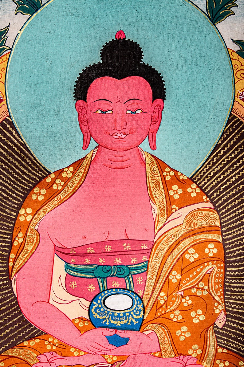 Traditional Tibetan Thangka Portraying Amitabha Buddha - the Buddha of ...