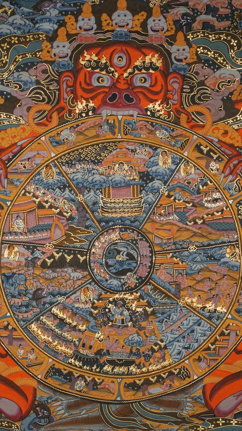 Wheel of Life Buddhist Thangka -yama Life & Death Art Spiritual ...