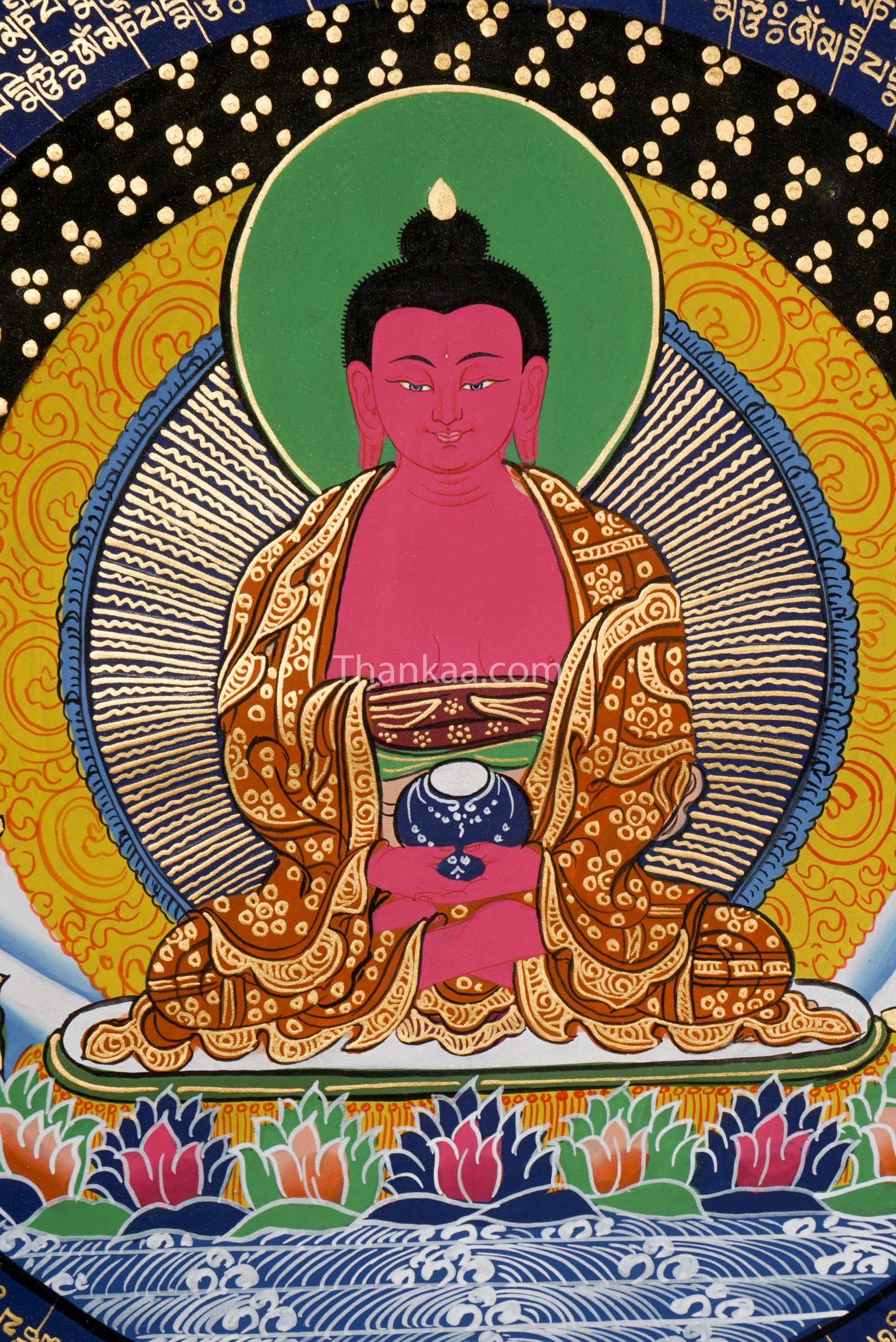 Tibetan Mandala Portraying Amitabha Buddha at Centre Handmade Tibetan ...
