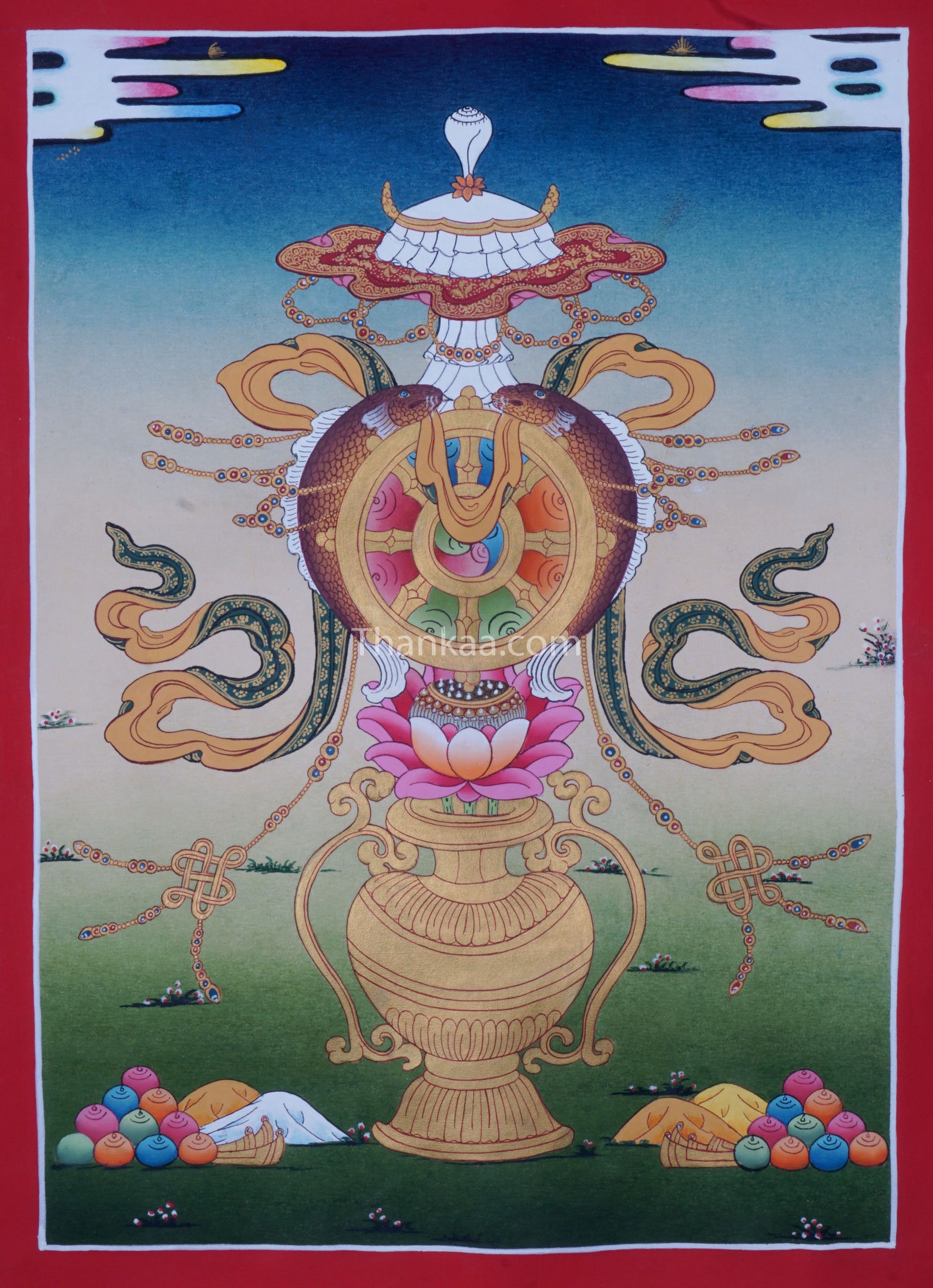 Ashtamangal "eight Auspicious Symbols" | Tibetan Handmade Painting ...
