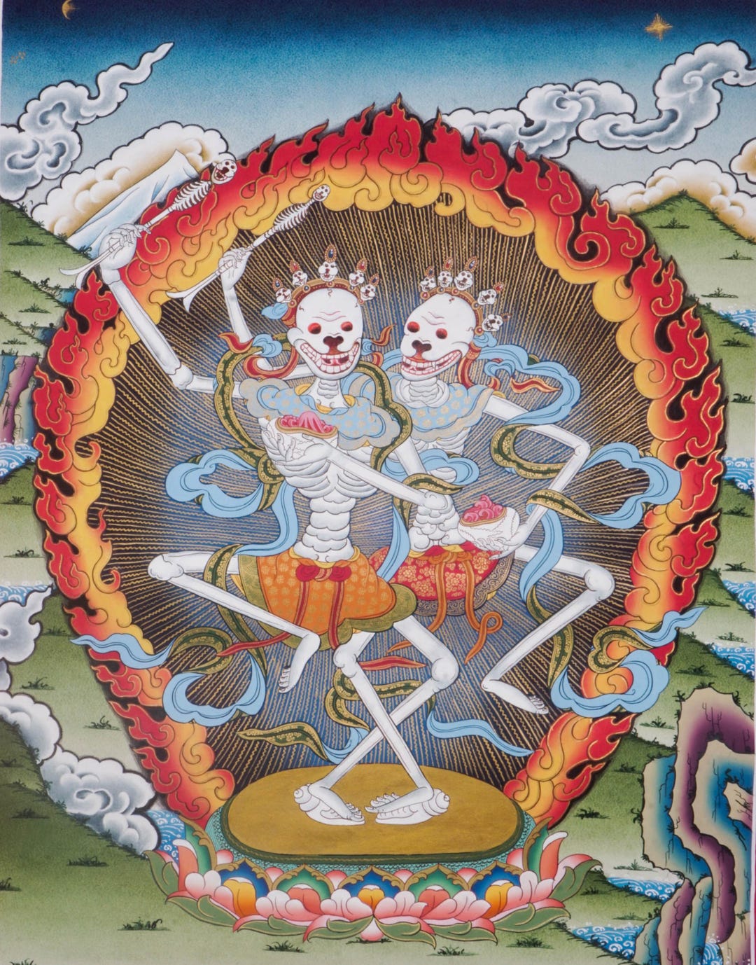 Authentic Skeleton Dance Thangka | Handcrafted Tibetan Art | Chöd ...