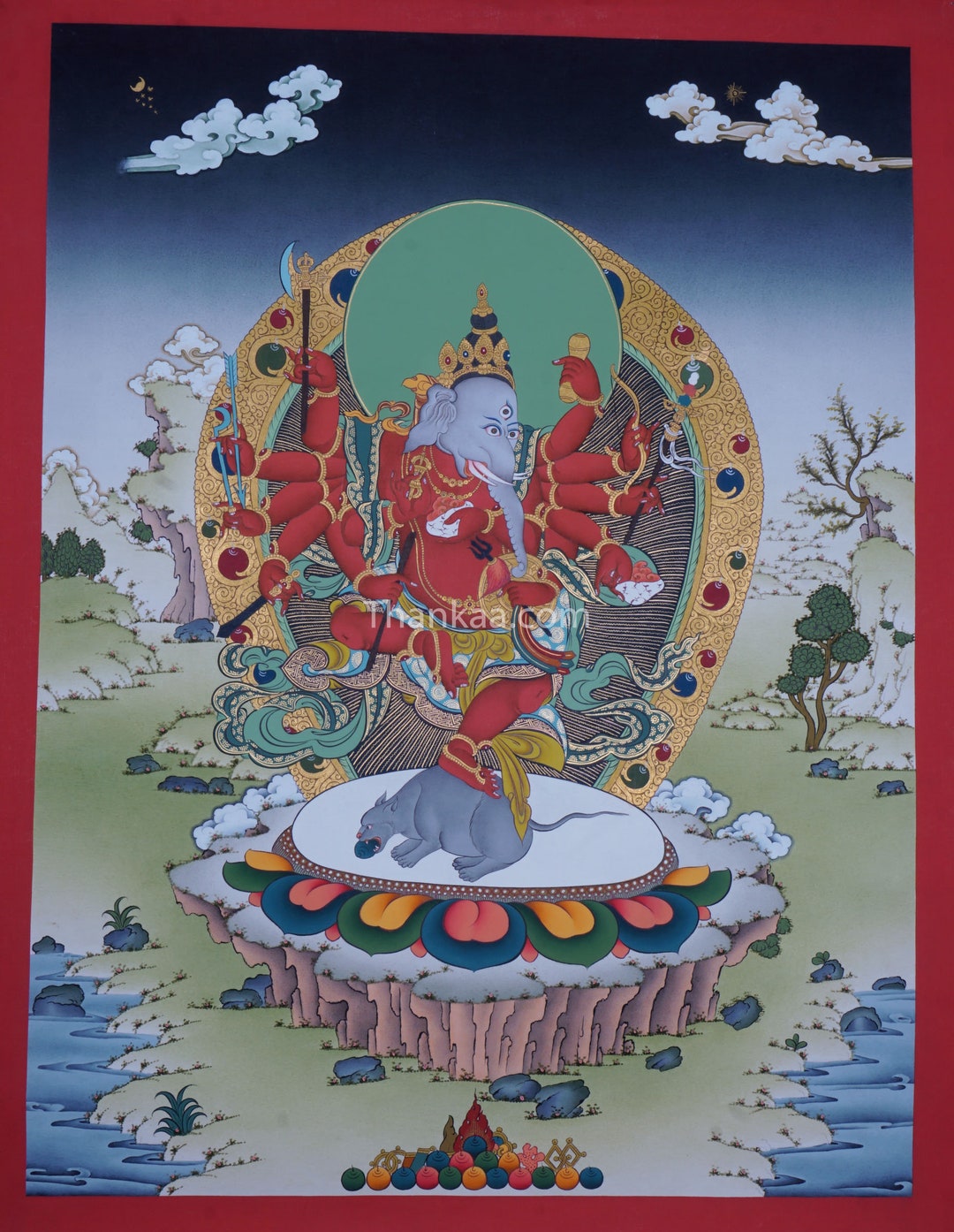 12 Hand Ganesh Thangka - Good Luck for Beginners | Spiritual ...