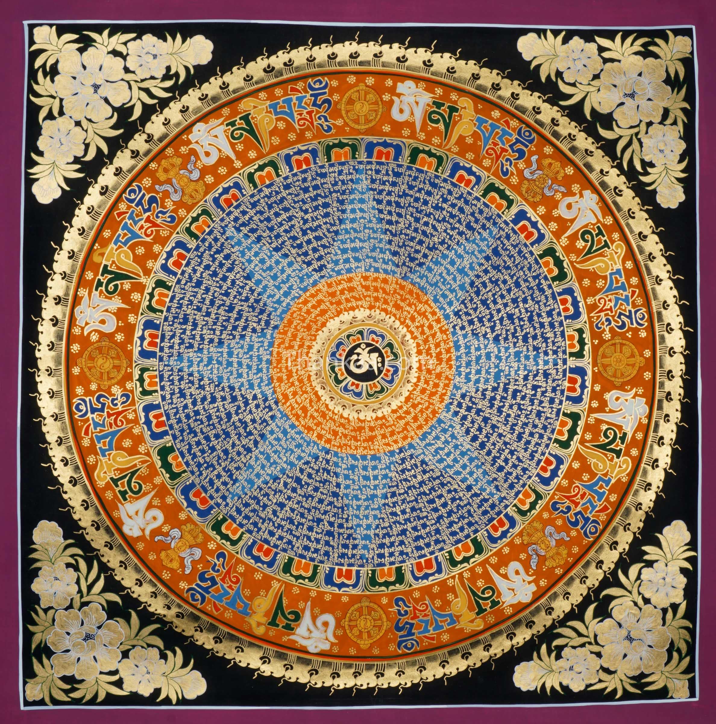OM Mantra Art Mantra Mandala Thangka handmade Thangka Painting Perfect ...