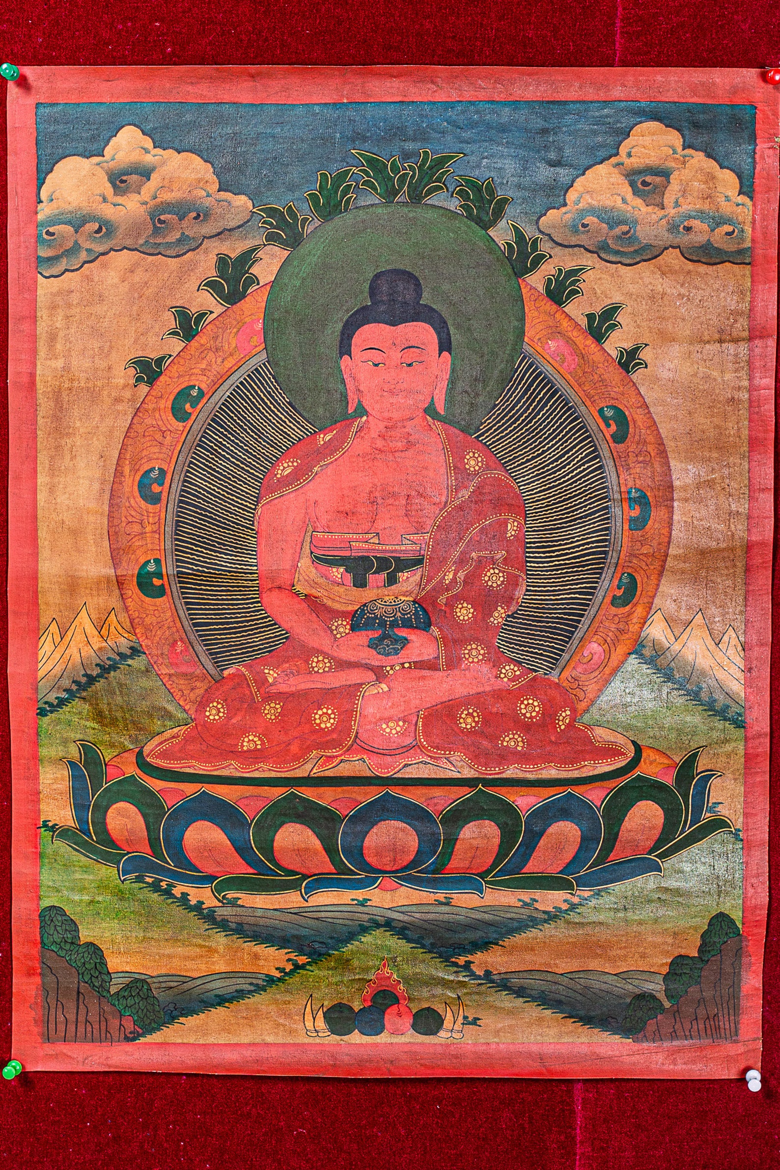Traditional Tibetan Thangka Portraying Amitabha Buddha - the Buddha of ...