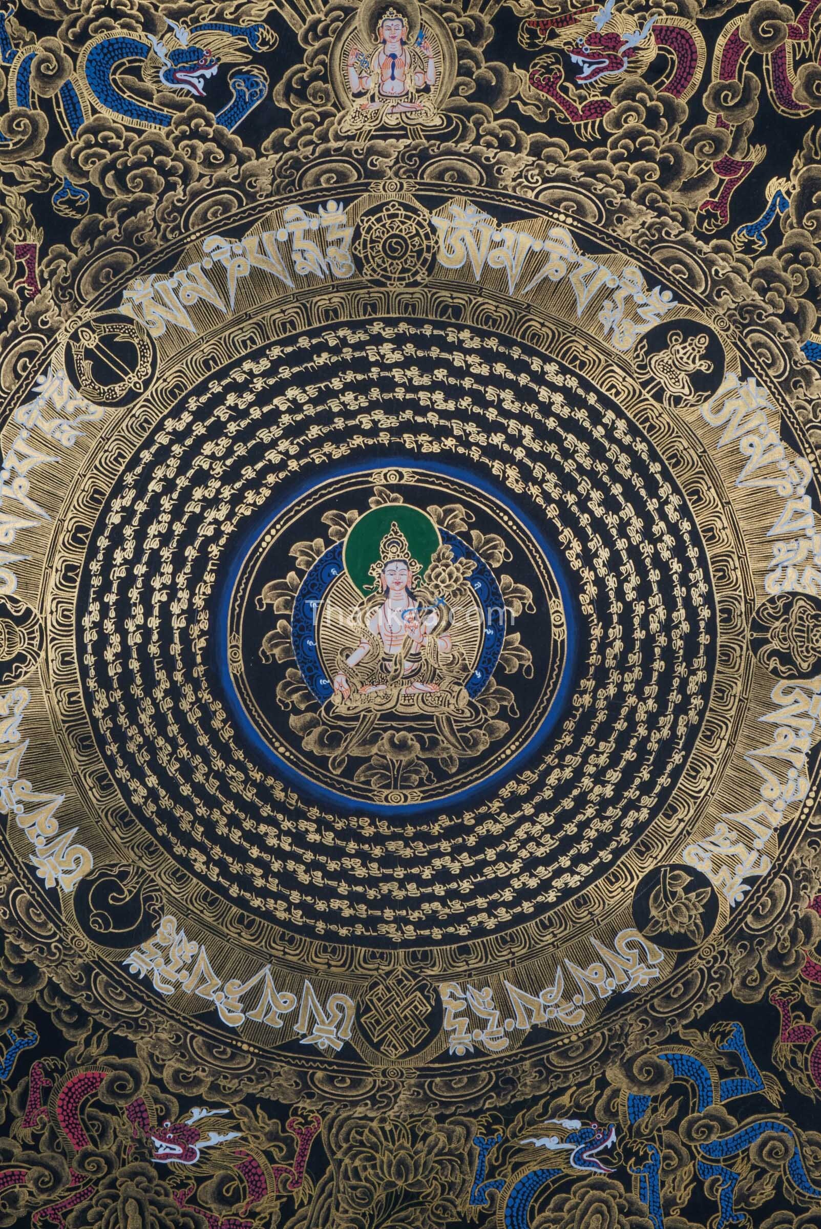 White Tara Mandala Thangka Purity Embodied Tibetan Handmade Artwork ...