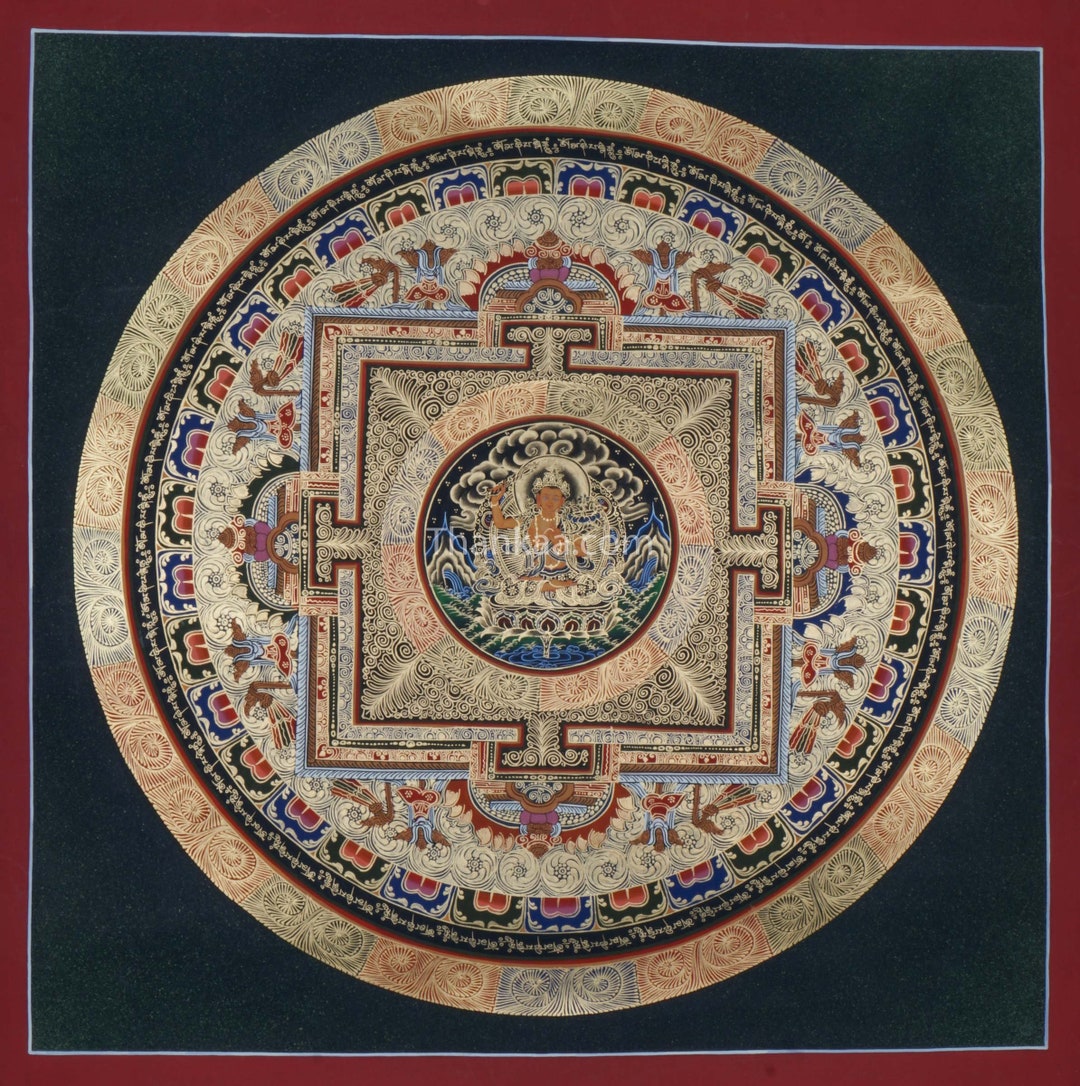 Manjushri Mandala Thangka : Mandala Wall Art Kalachakra & Mantra ...
